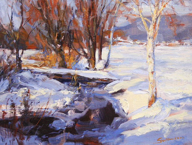 Busacca Gallery: White Birch in Snow Oil Painting On Linen Panel By ...