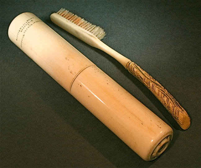 Busacca Gallery: Antique hand carved bone travel toothbrush tools