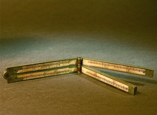 Busacca Gallery: Antique moveable ivory ruler engineering tool