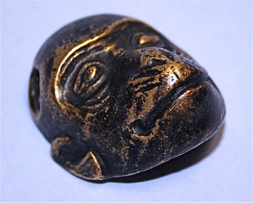 Busacca Gallery: 19th Century vary small bronze monkey mask charm