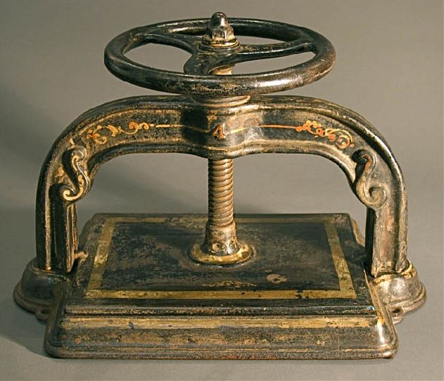 Busacca Gallery: Antique metal book press nipping press standing press