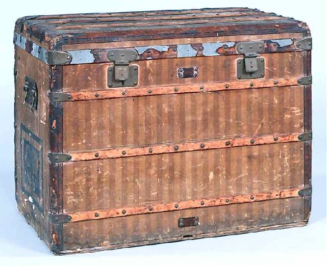 Busacca Gallery: Old Vintage Wood Leather & Canvas Louis Vuitton Trunk Box