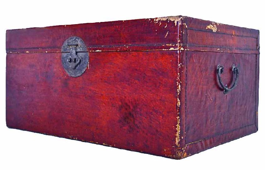 Busacca Gallery: Antique Wood & Red Chinese Leather Trunk Hardware ...