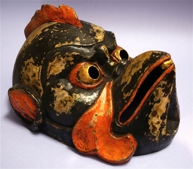 Busacca Gallery: Japanese bird mask made of painted composite and wood