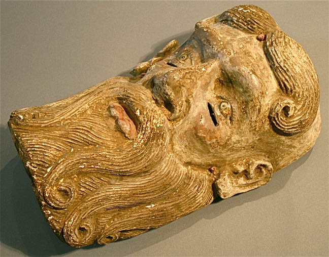 Busacca Gallery: Mexican hand carved wood folk mask with painted eyes