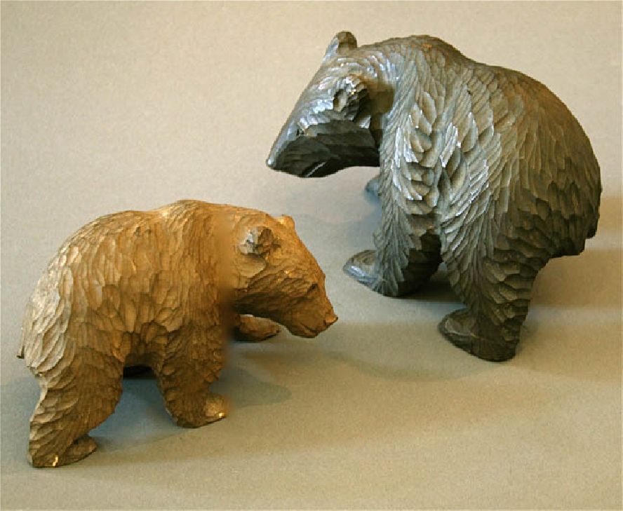 Busacca Gallery: Wooden hand carved Antique Japanese bears