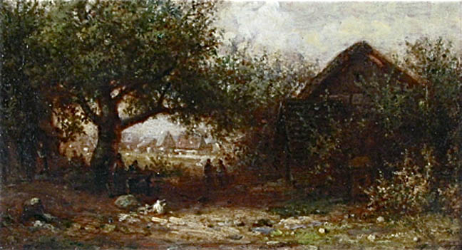 Busacca Gallery: Leon Richet painting, oil on panel, French Barbizon ...